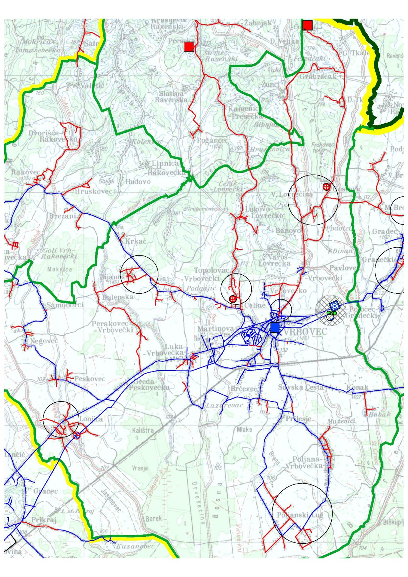 Karta projekta RVS Zagreb istok na području Vrbovca - Grad Vrbovec